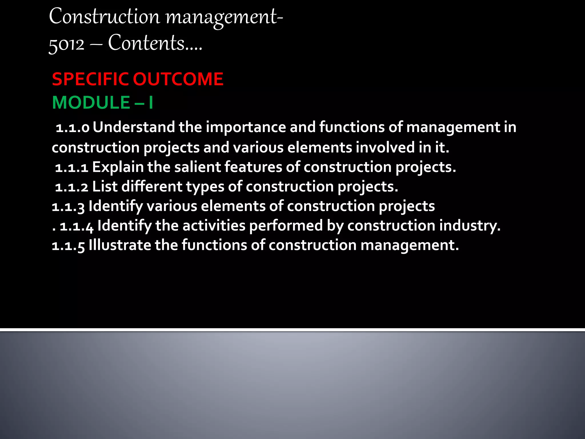 Construction Management Introduction ppt | PPTX