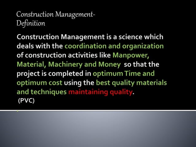 Construction Management introduction ppt | PPTX