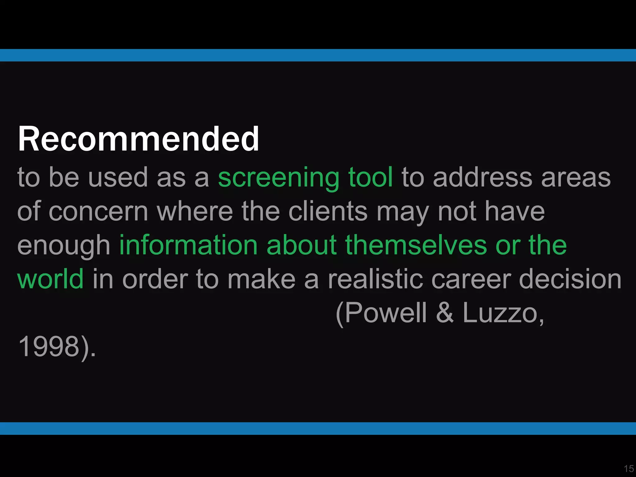 Career Maturity Inventory Presentation | PPTX