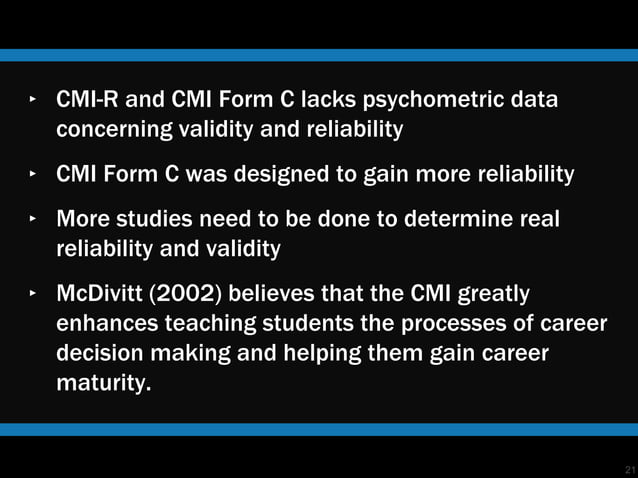Career Maturity Inventory Presentation | PPTX | Standardized Testing ...