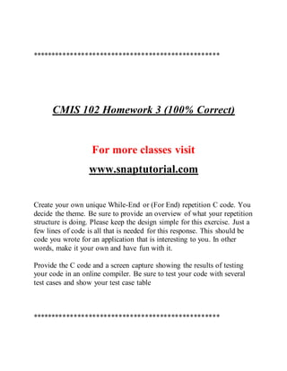 Cmis 102 Effective Communication / snaptutorial.com | Programming Languages | Computing