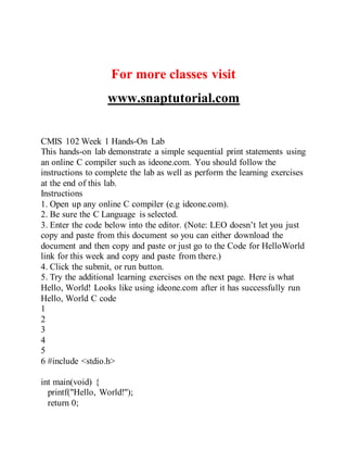 Cmis 102 Effective Communication / snaptutorial.com | Programming Languages | Computing