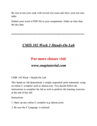 Cmis 102 Enthusiastic Study / snaptutorial.com