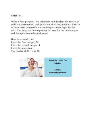 CMIS 141 Write a Java program that calculates and displays the .docx