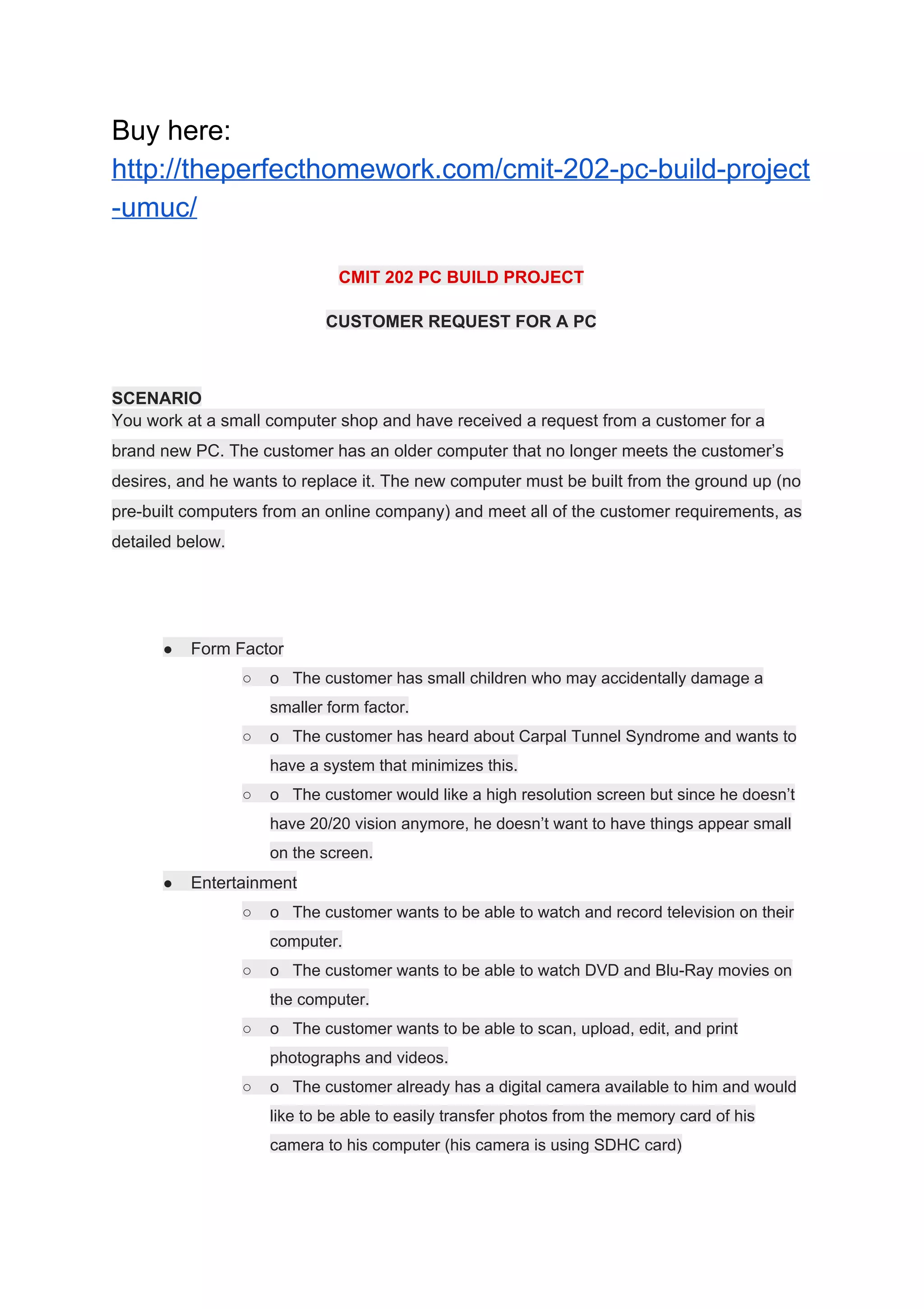 CMIT 202 PC BUILD PROJECT (UMUC) | PDF