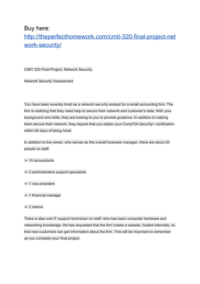 CMIT 320 FINAL PROJECT. NETWORK SECURITY | PDF