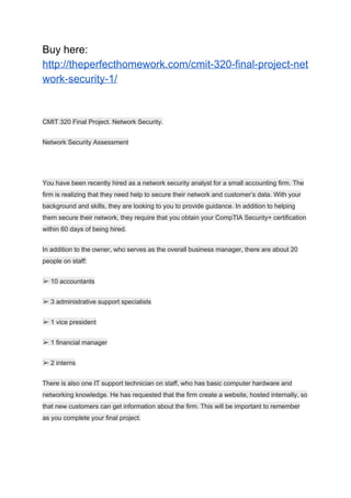 CMIT 320 FINAL PROJECT NETWORK SECURITY. | PDF