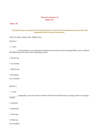 Cmit 321 final exam new spring 2016 | ODT