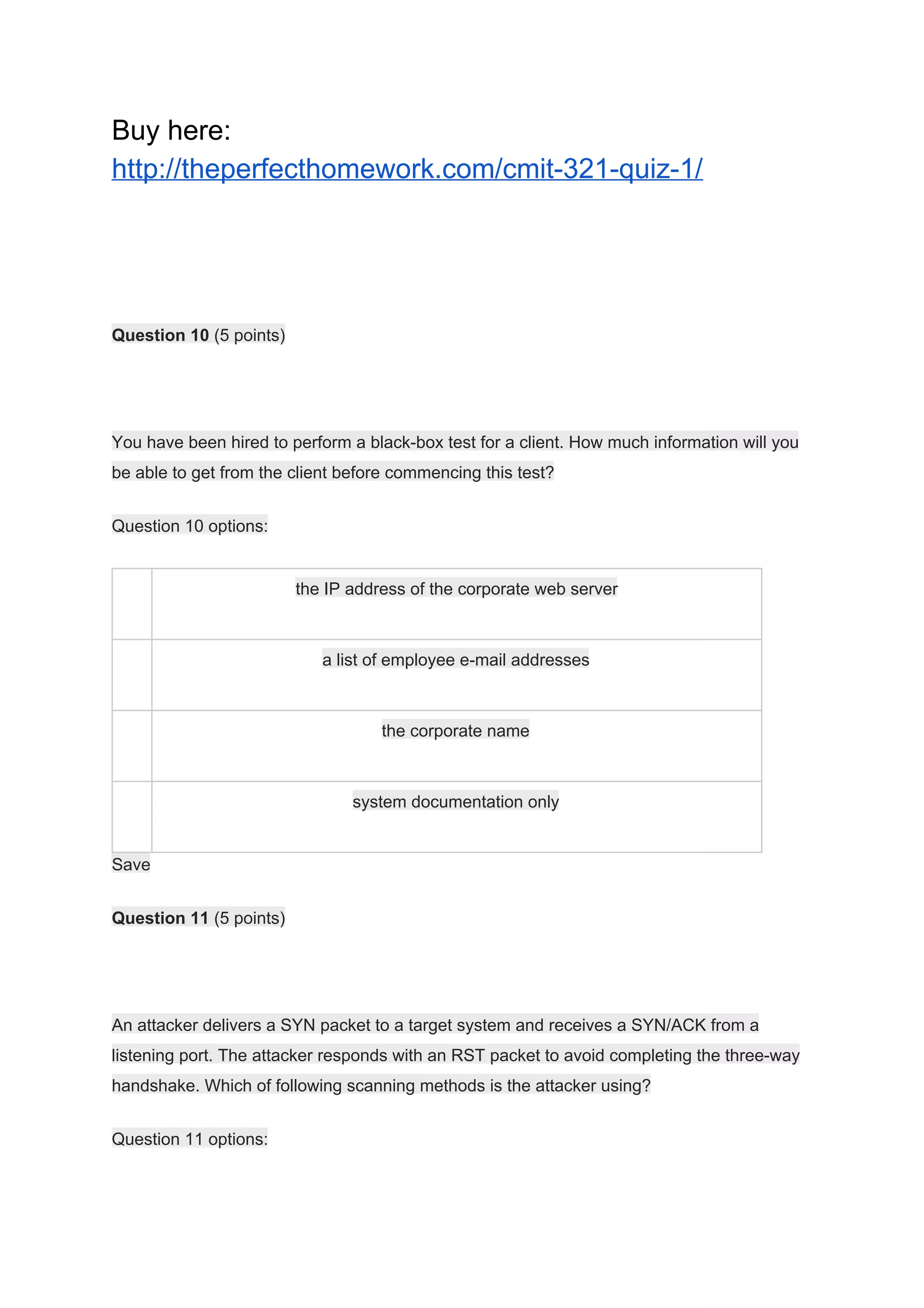 CMIT 321 QUIZ 1 | PDF | Computer Networking | Computing