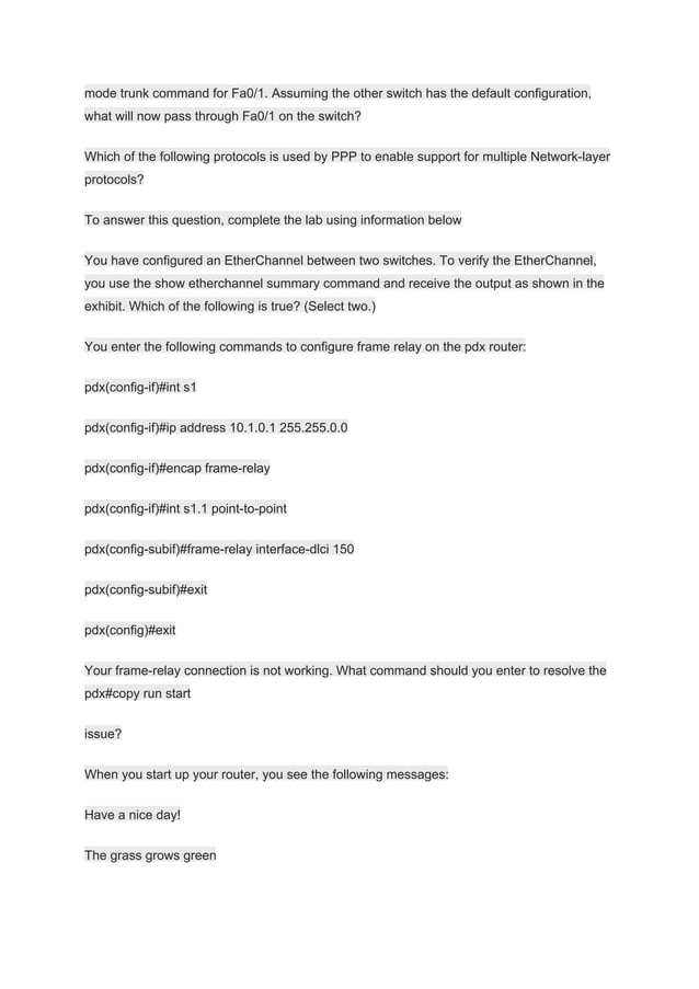 CMIT 350 FINAL EXAM CCNA CERTIFICATION PRACTICE EXAM | PDF