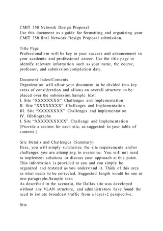 Cmit 350 network design proposal use this document as a guide for f ...