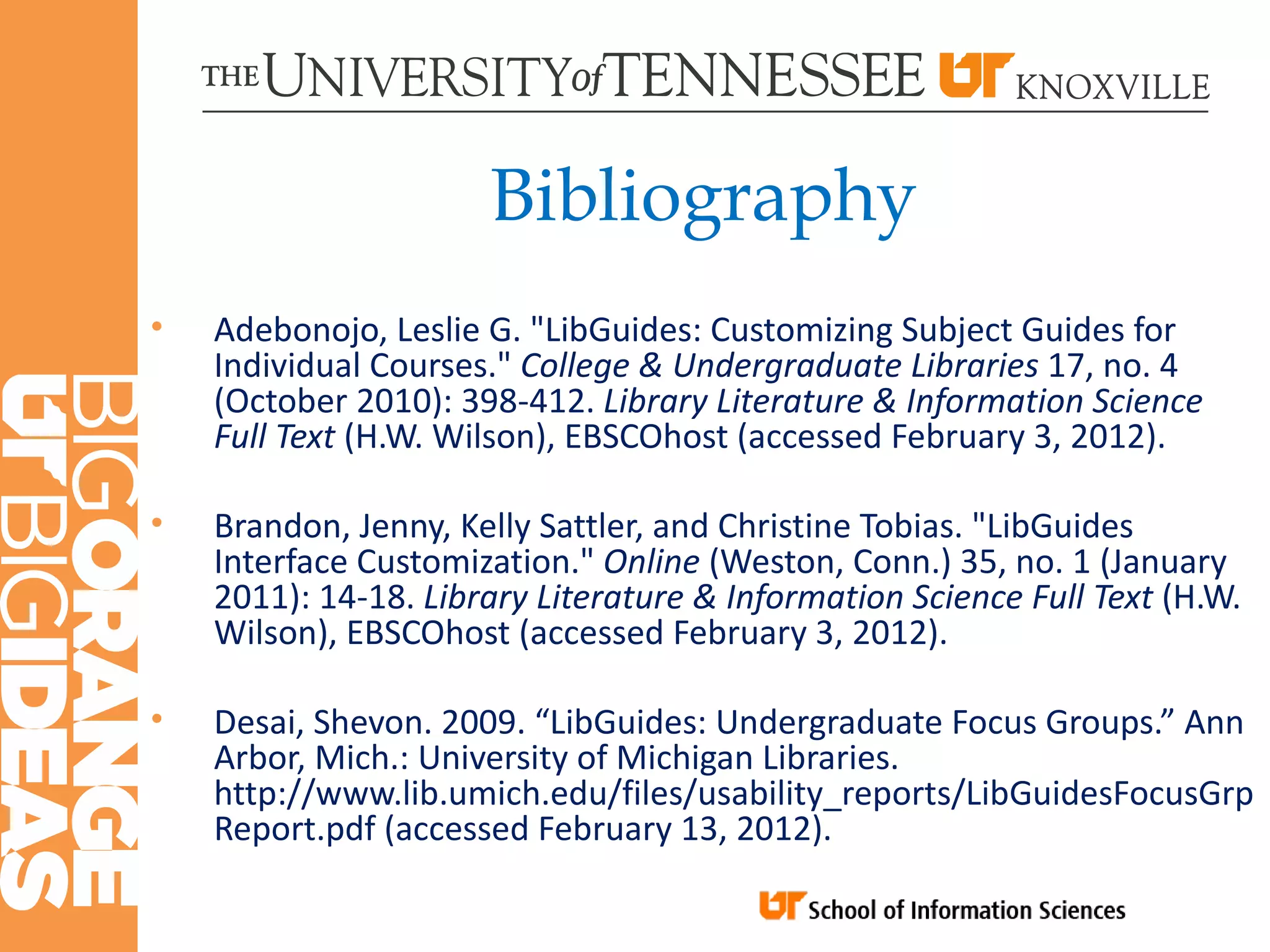 LibGuide Design: What Are the Experiences and Guidelines at Other ...