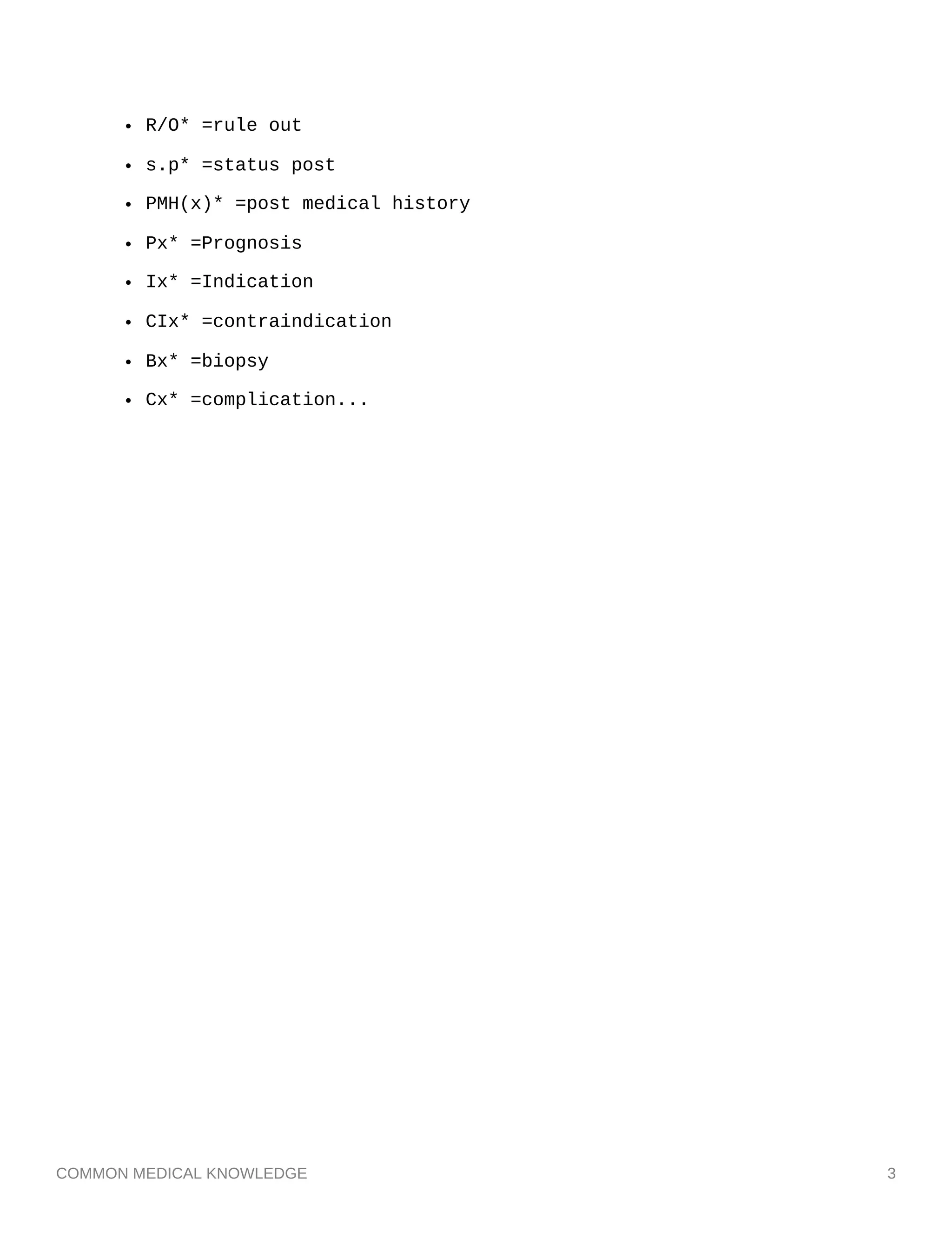 COMMON MEDICAL ABBREVIATIONS | PDF