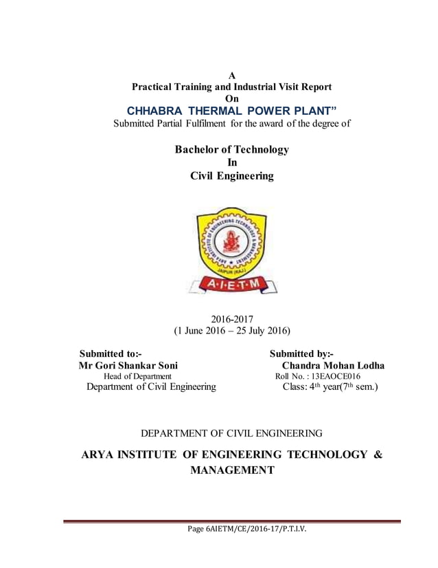 Chhabra Thermal Power Plant Report By Chandra Mohan Lodha | PDF
