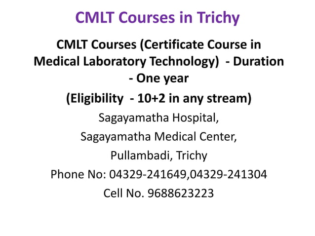 CMLT Courses in Trichy | PPT