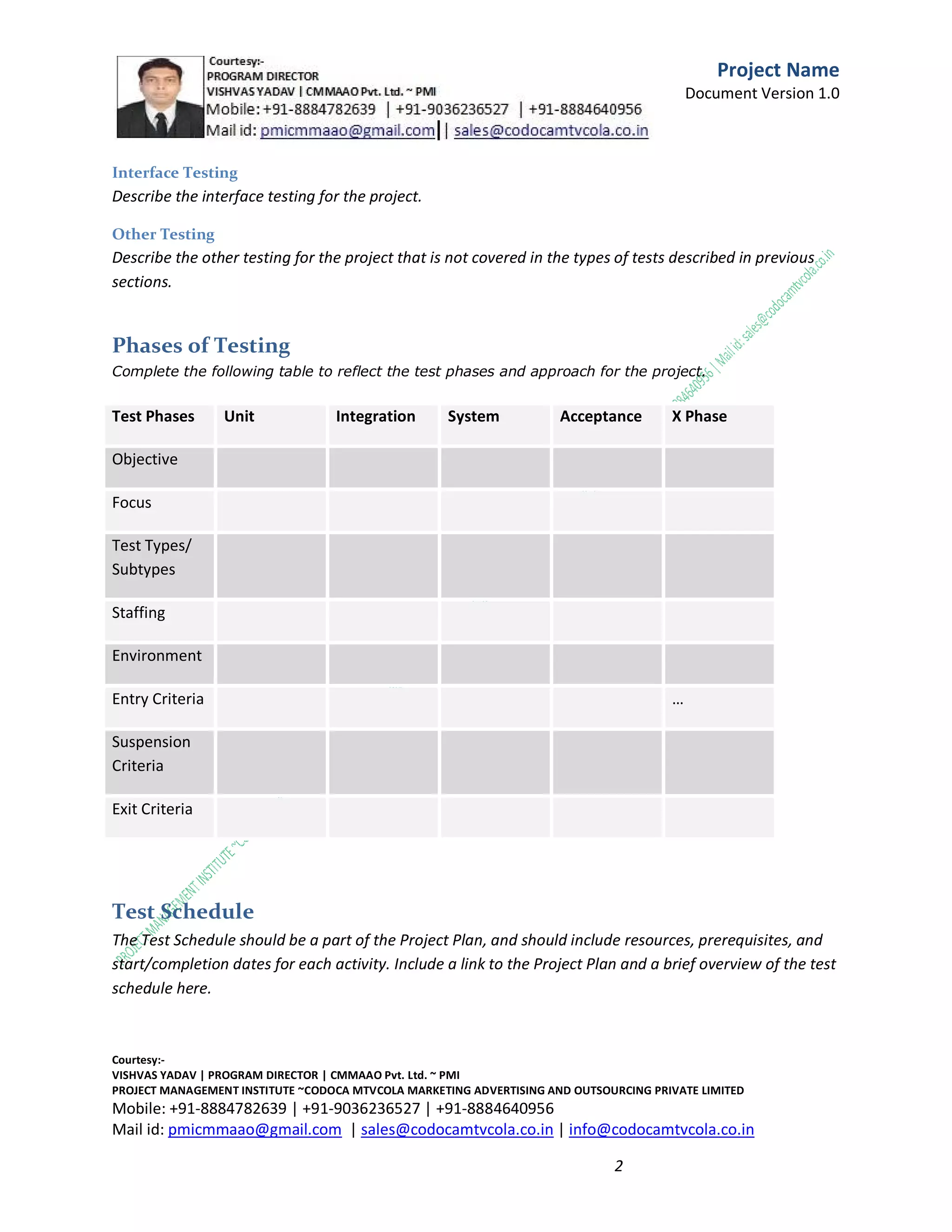 Cmmaao pmi-test plan v1b | PDF