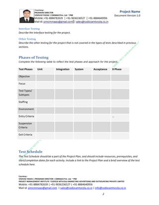 Cmmaao pmi-test plan v1b | PDF | Business | Business and Finance