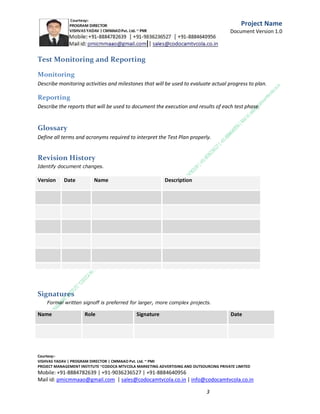 Cmmaao pmi-test plan v1b | PDF | Business | Business and Finance