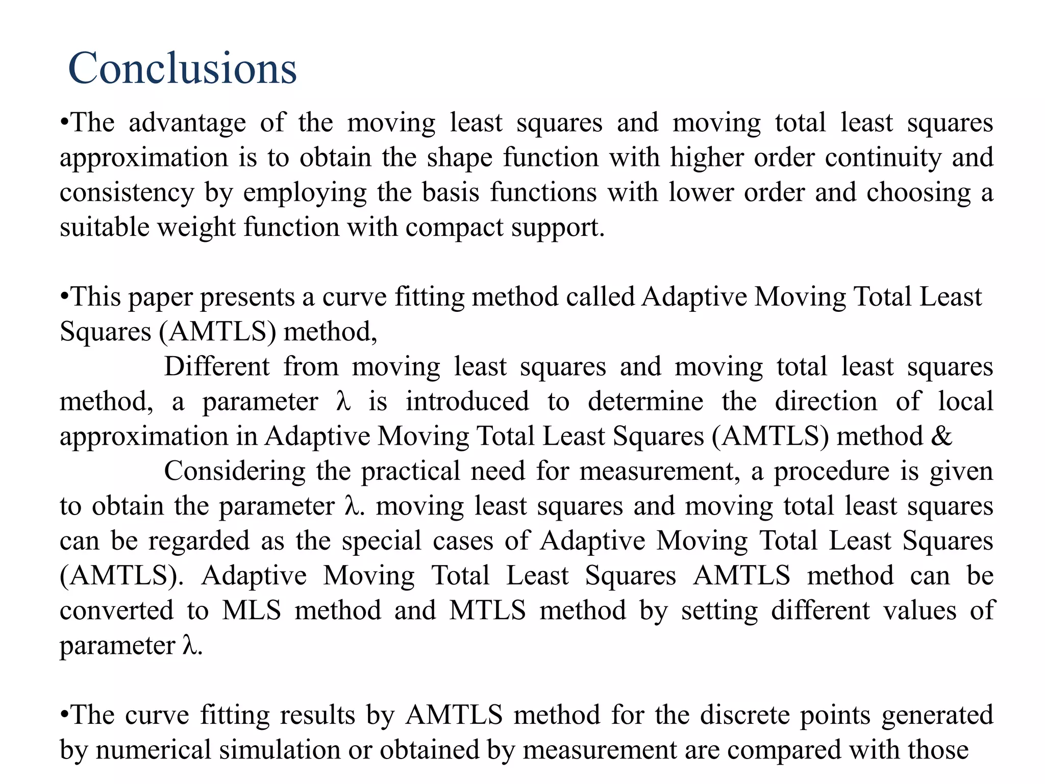 An adaptive moving total least squares method for curve fitting | PPTX