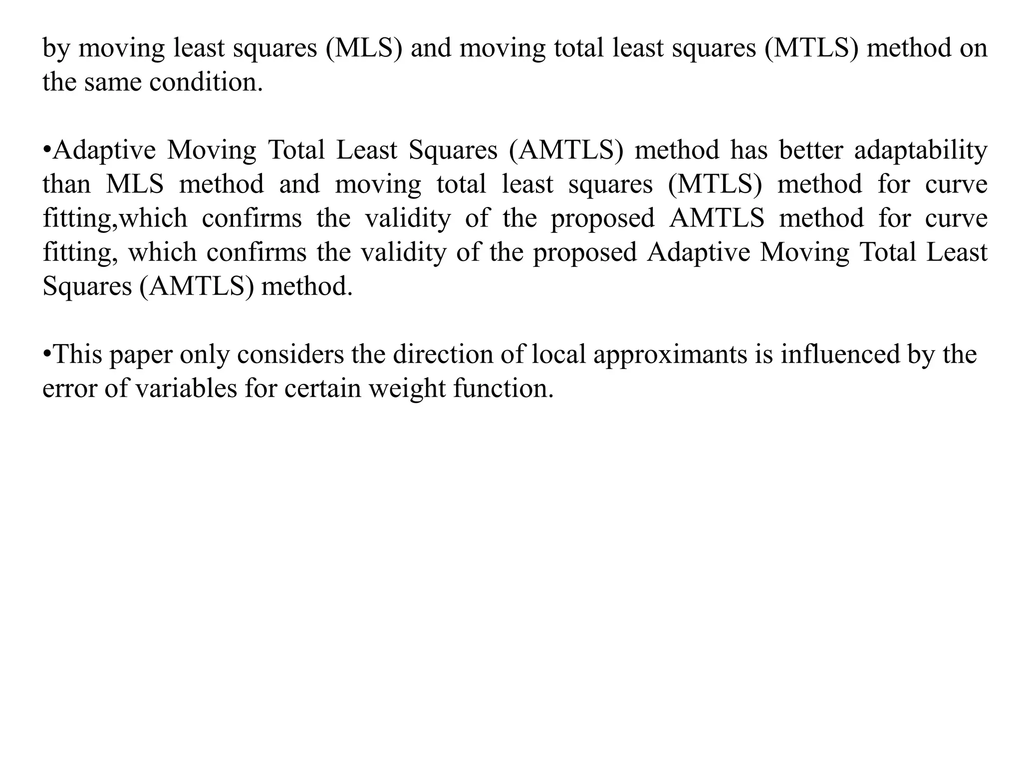 An adaptive moving total least squares method for curve fitting | PPTX