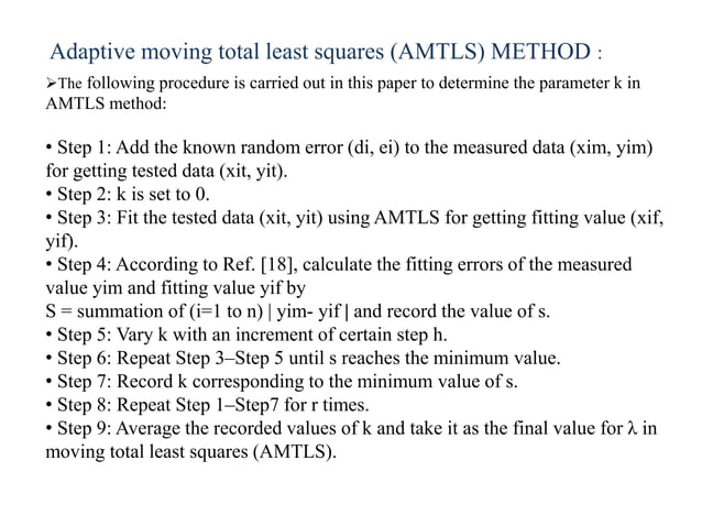 An adaptive moving total least squares method for curve fitting | PPTX