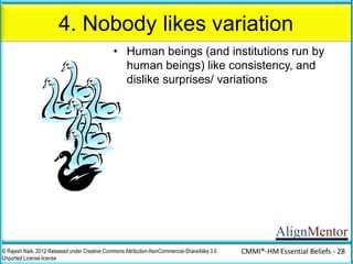 CMMI Explored - HM’s Fourteen: Essential Beliefs for Effective High Maturity Implementation | PDF