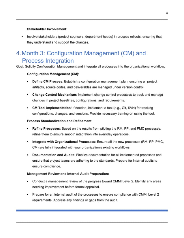 Strategice Plan for CMMI Implementation For Next 3 Months | PDF