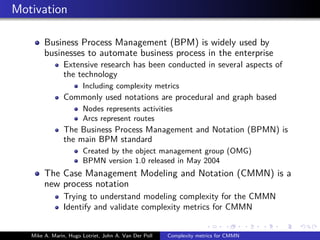 Metrics for the Case Management Modeling and Notation (CMMN) Specification | PDF