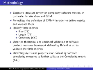 Metrics for the Case Management Modeling and Notation (CMMN) Specification | PDF