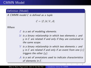 Metrics for the Case Management Modeling and Notation (CMMN) Specification | PDF
