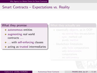 Towards Agent-oriented Blockchains: Autonomous Smart Contracts | PPT