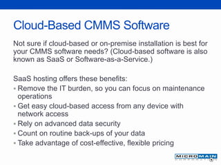 CMMS Hosted vs On-Premise Installation | PPT