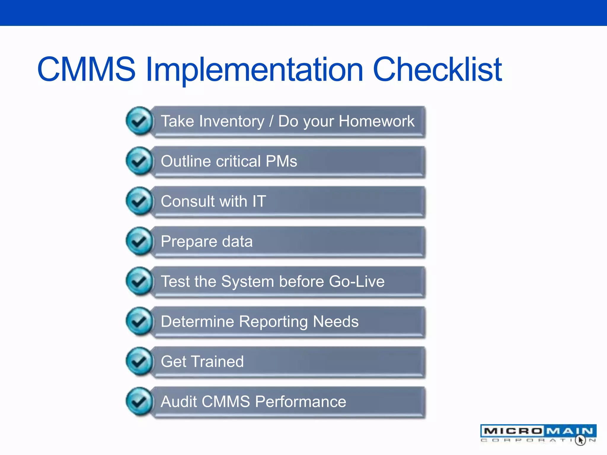 8 Steps to Successful CMMS Implementation | PPTX