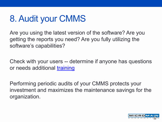 8 Steps to Successful CMMS Implementation | PPTX