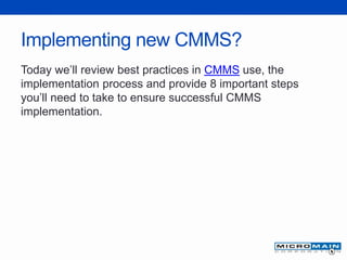 8 Steps to Successful CMMS Implementation | PPTX
