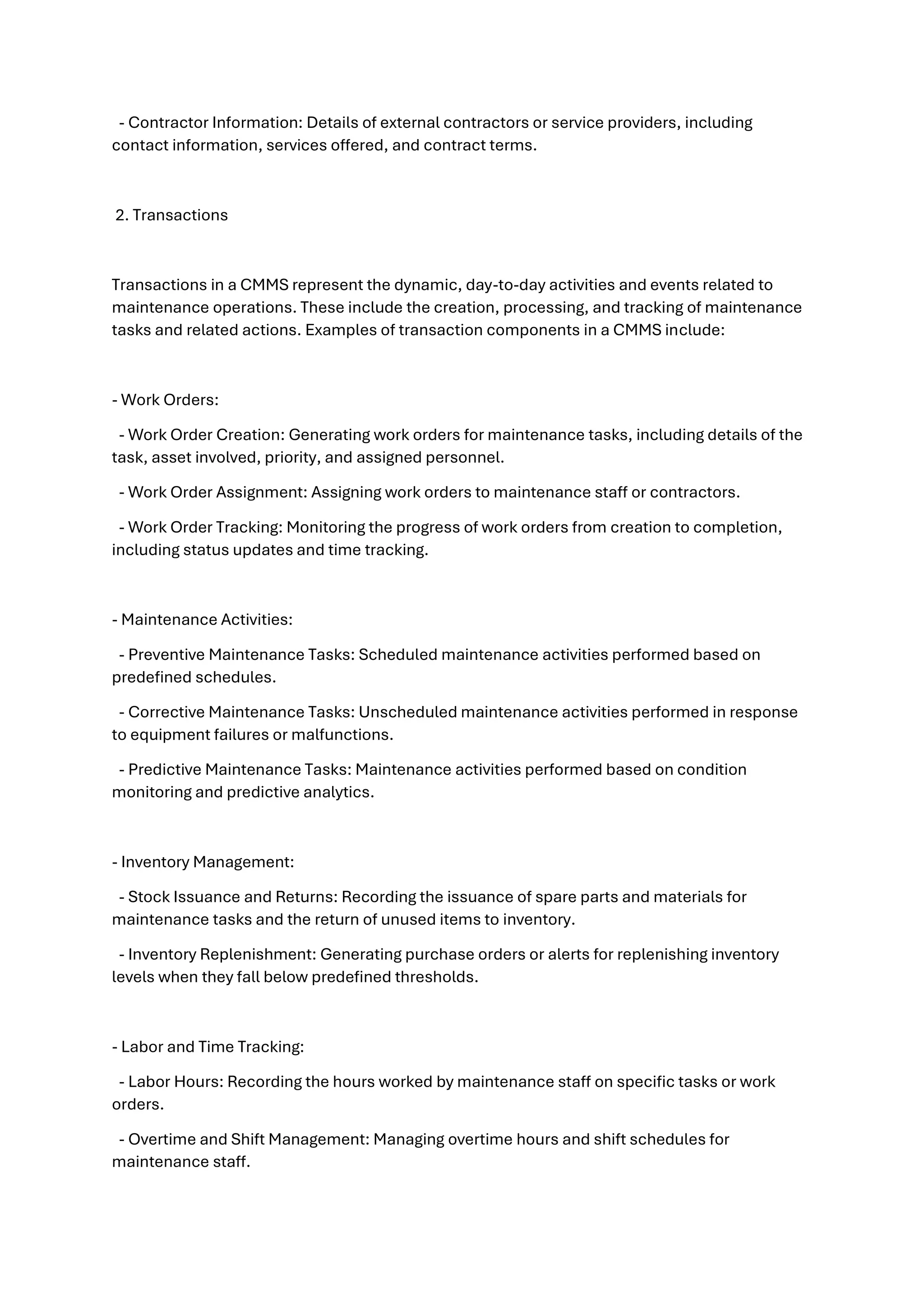 COMPUTERIZED MAINTENANCE MANAGEMENT SOFTWARE CMMS as Master Data ...