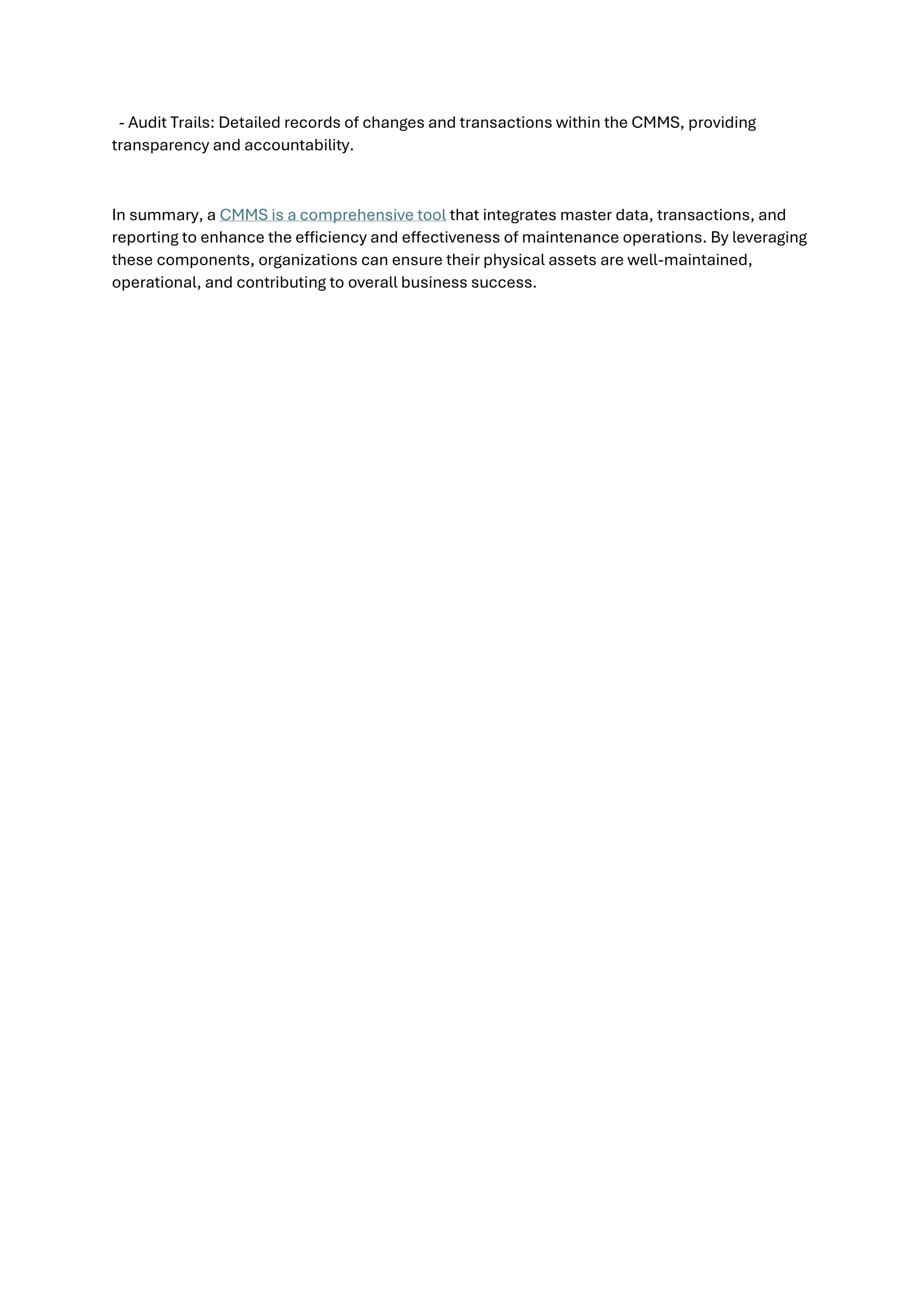 COMPUTERIZED MAINTENANCE MANAGEMENT SOFTWARE CMMS as Master Data ...