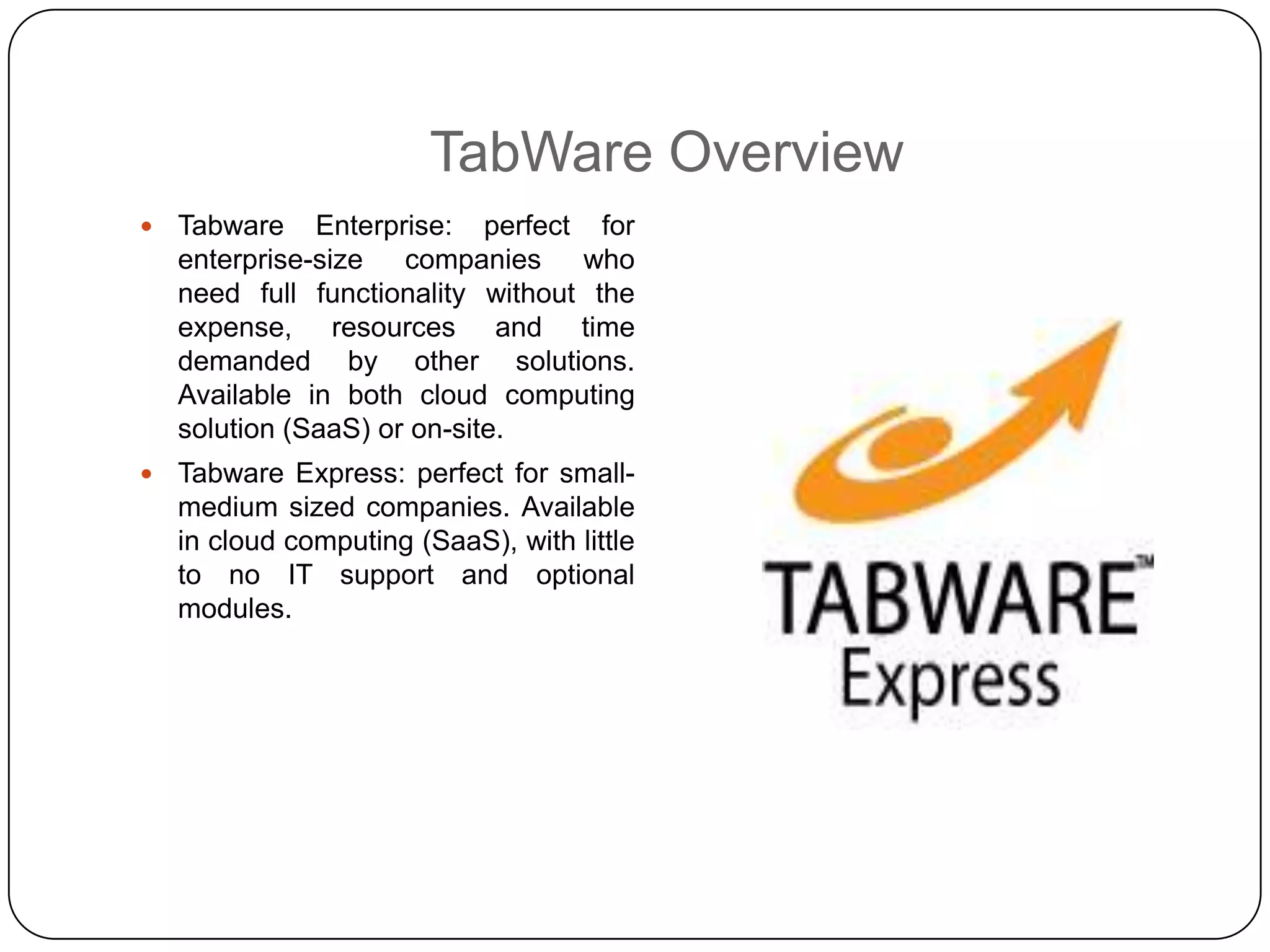 TabWare – EAM CMMS Software Solution | PPTX