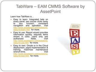 TabWare – EAM CMMS Software Solution | PPT