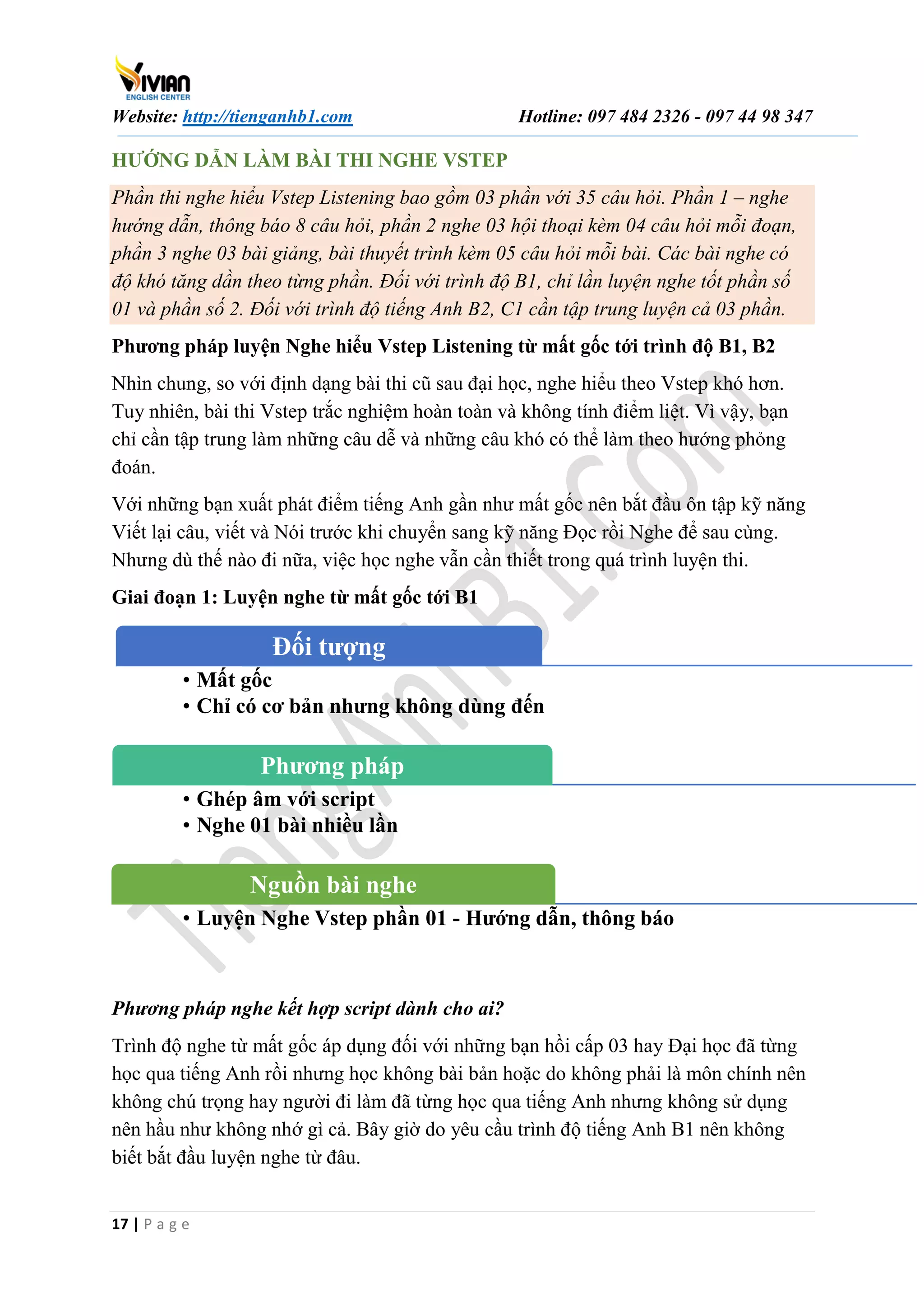 Cẩm nang luyện thi b1,b2.theo định dạng vstep.version 4.0 | PDF