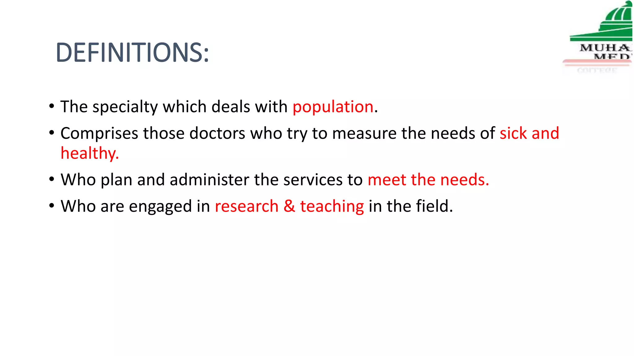 AN INTRODUCTION TO COMMUNITY MEDICINE | PPTX