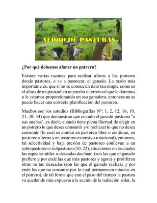 Cómo aforar un potrero para pastoreo correctamente | DOCX