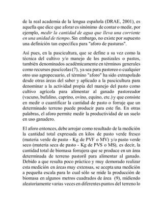 Cómo aforar un potrero para pastoreo correctamente | DOCX