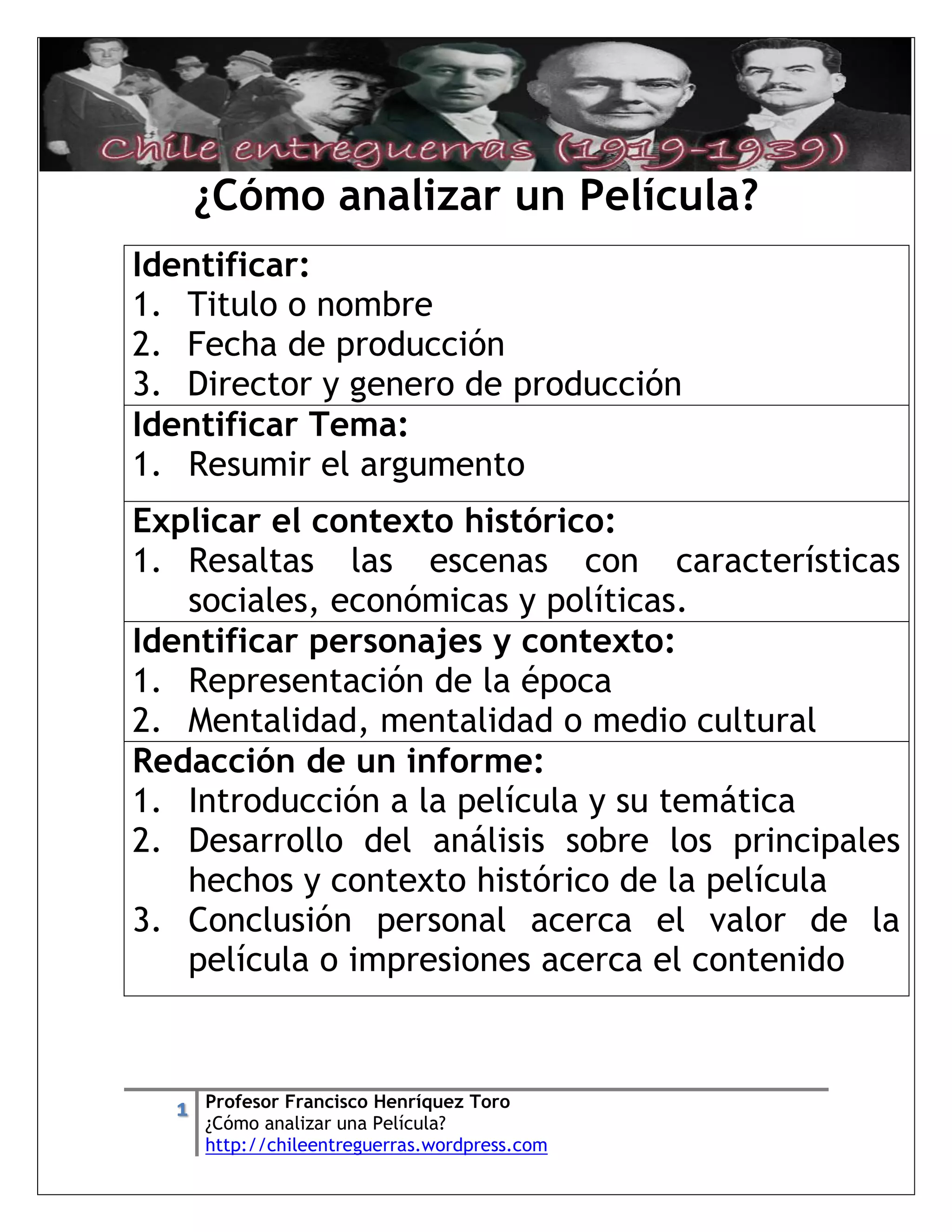 Cómo analizar una pelicula | PDF