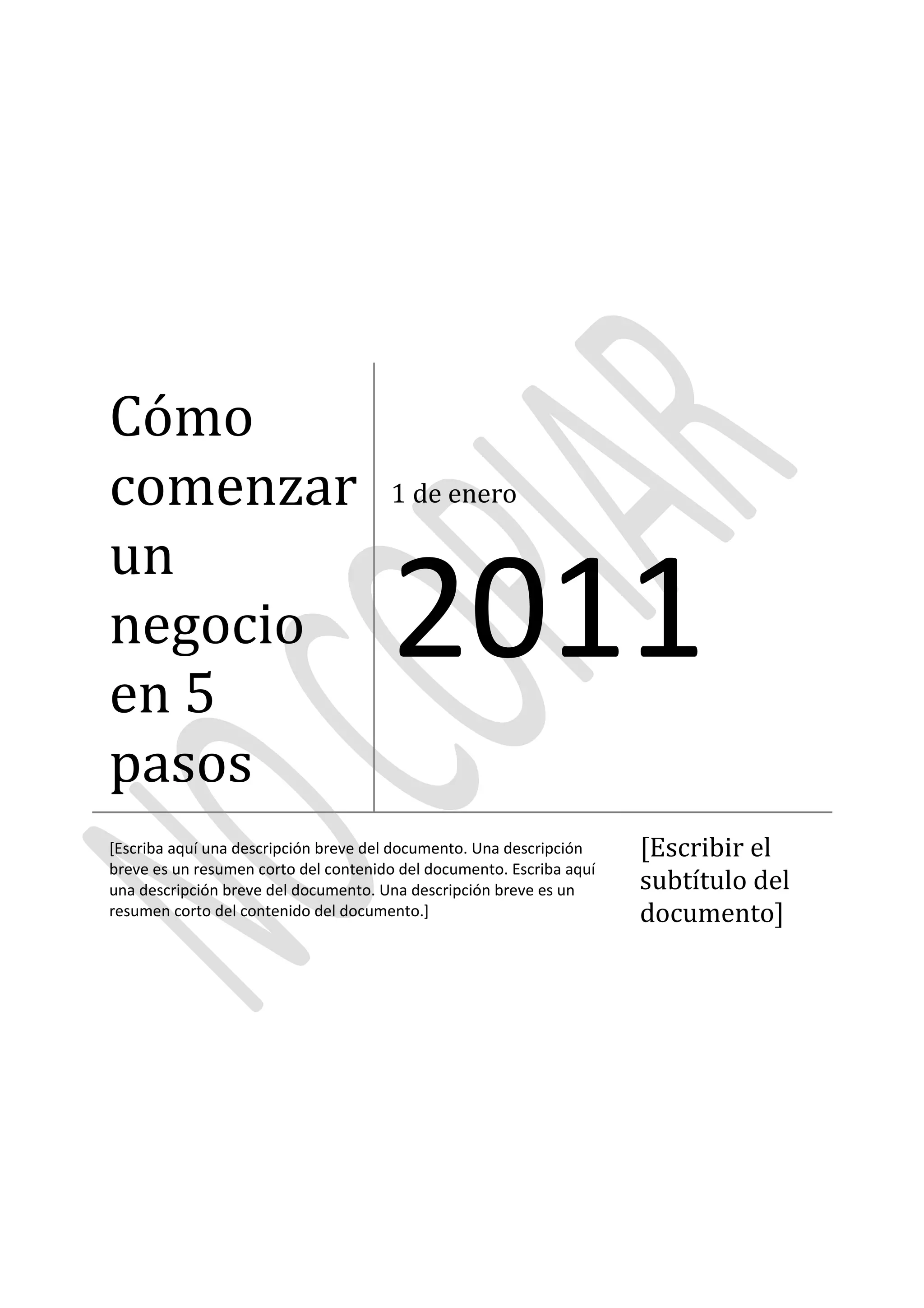 Cómo comenzar un negocio en 5 pasos | PDF