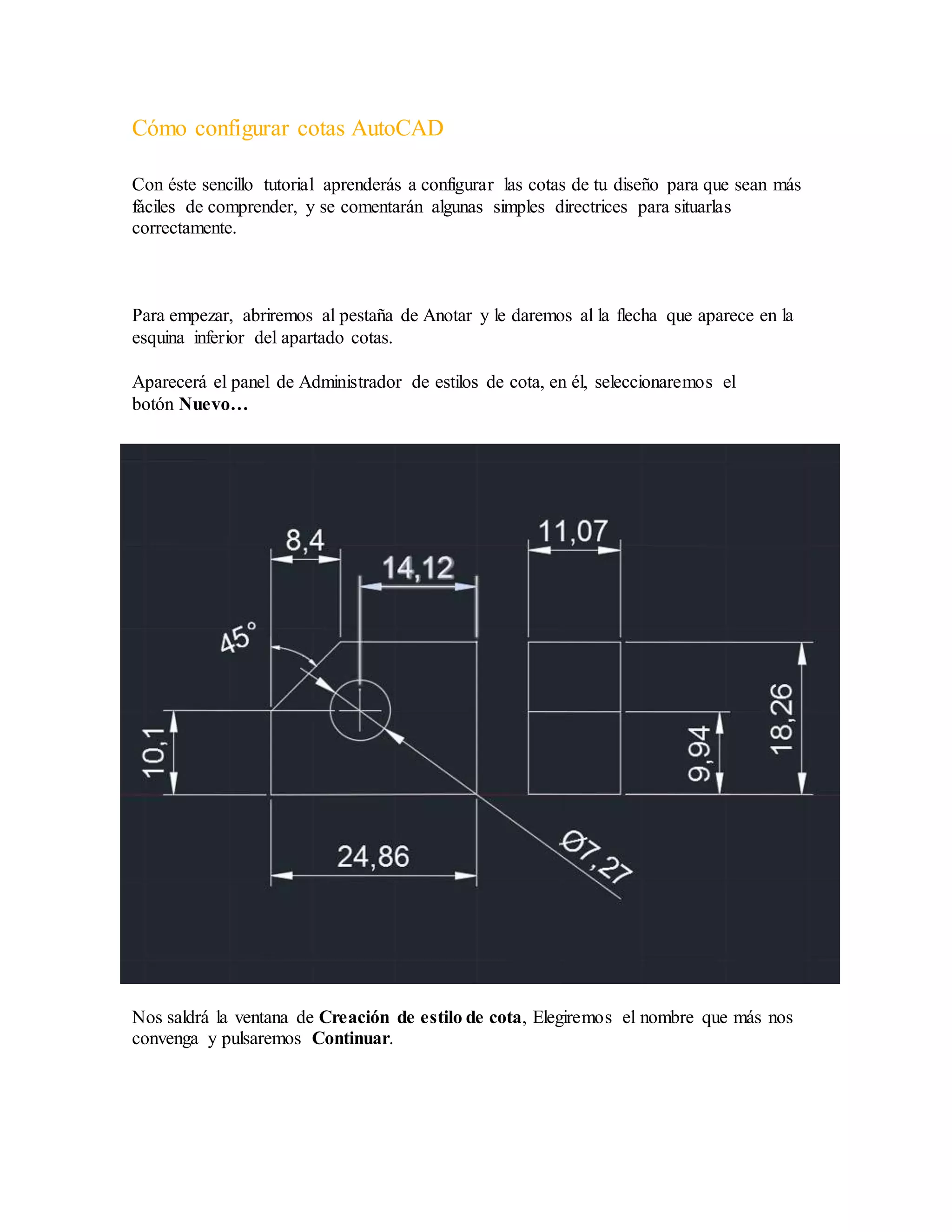Cómo configurar cotas auto cad | DOCX