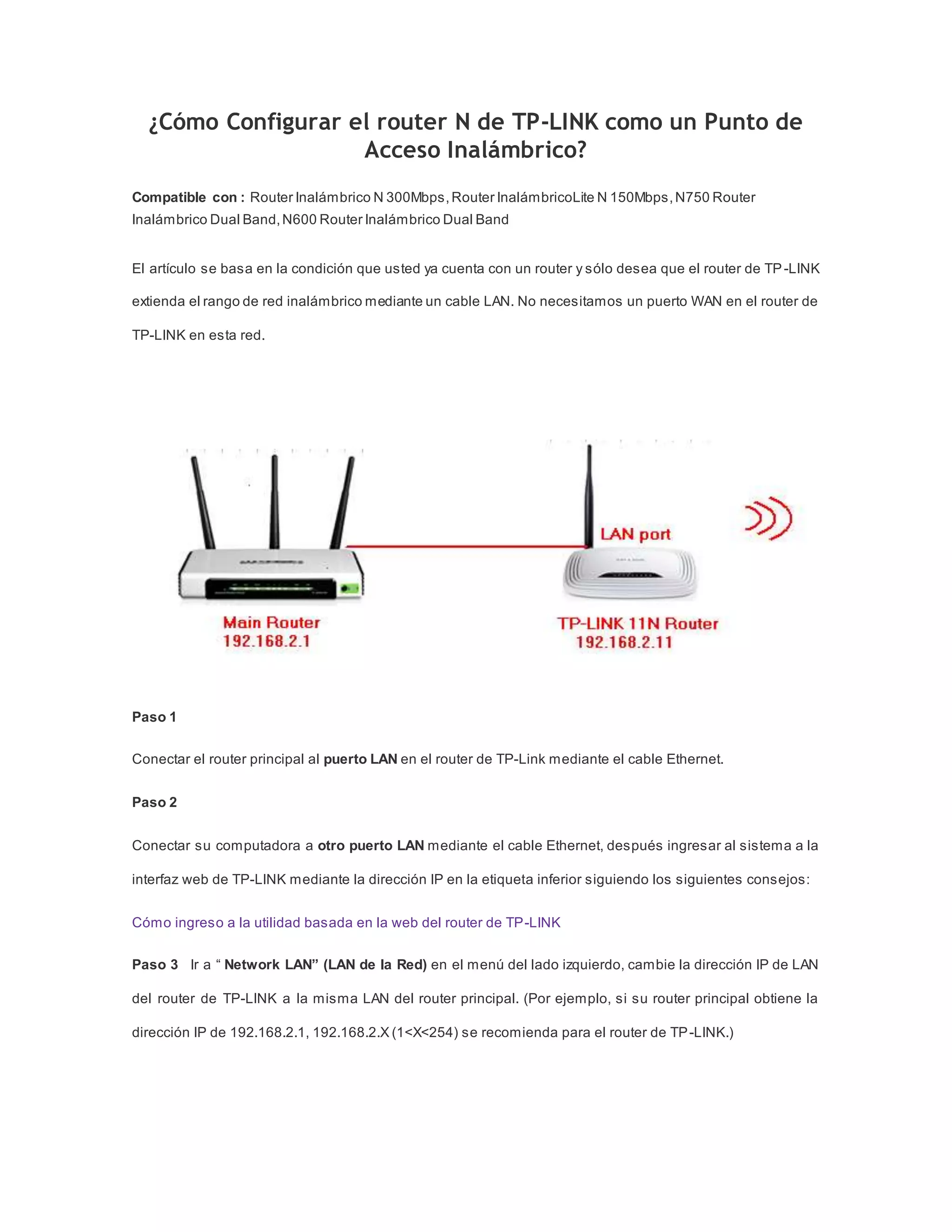 Cómo configurar el router n de tp | DOCX