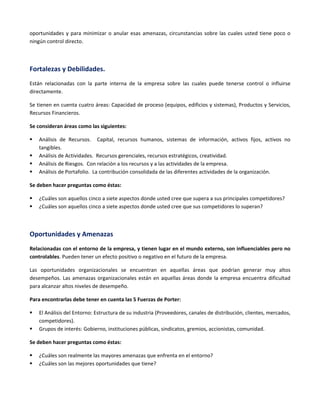 ¿Cómo construir una Matriz DOFA? | PDF