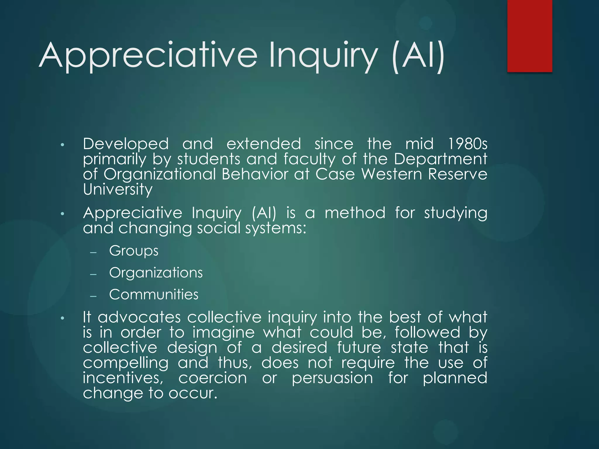 Change management and organization development appreciative enquiry | PPT
