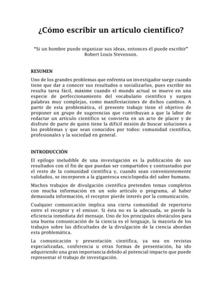 Cómo escribir un artículo científico | PDF